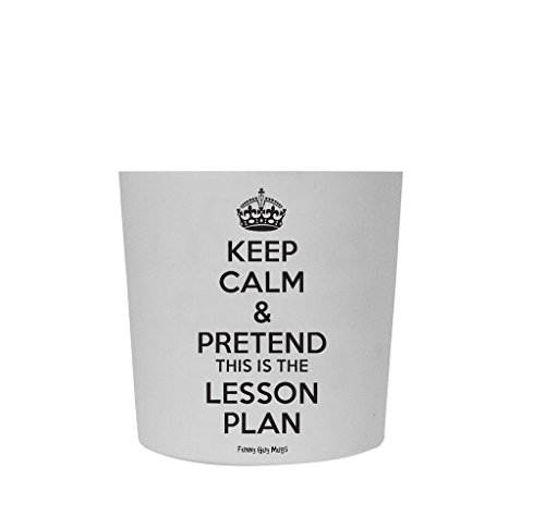 Funny Guy Mugs Keep Calm & Pretend This Is The Lesson Plan Travel Tumbler With Removable Insulated Silicone Sleeve, White, 16-Ounce