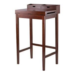 winsome brighton high desk with 2-drawer, brown