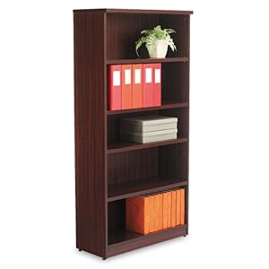 alera va636632my valencia bookcase, 5-shelf, 31-3/4w x 14d x 65h, mahogany