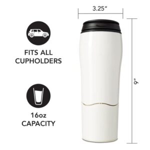 Mighty Mug Plastic Travel Mug, No Spill Double Wall Tumbler, Cold/Hot, Cup-Holder Friendly, Dishwasher Safe, (Cream, 12oz)