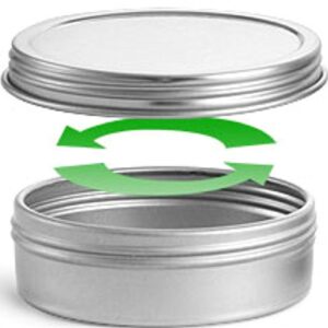 1 oz Tin Screw Top Container with Tight Sealed Screwtop Cover. Use for Storing Small Food Items, Condiments, Spices and More (3, 1 Oz)