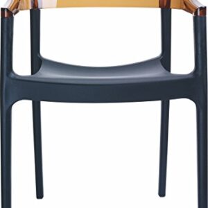 Carmen Modern Dining Chair Black Seat Transparent Amber Back (Pack of 2)