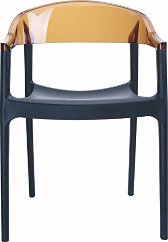 Carmen Modern Dining Chair Black Seat Transparent Amber Back (Pack of 2)