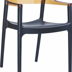 Carmen Modern Dining Chair Black Seat Transparent Amber Back (Pack of 2)