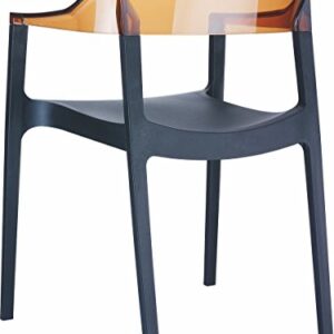 Carmen Modern Dining Chair Black Seat Transparent Amber Back (Pack of 2)