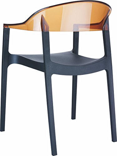 Carmen Modern Dining Chair Black Seat Transparent Amber Back (Pack of 2)