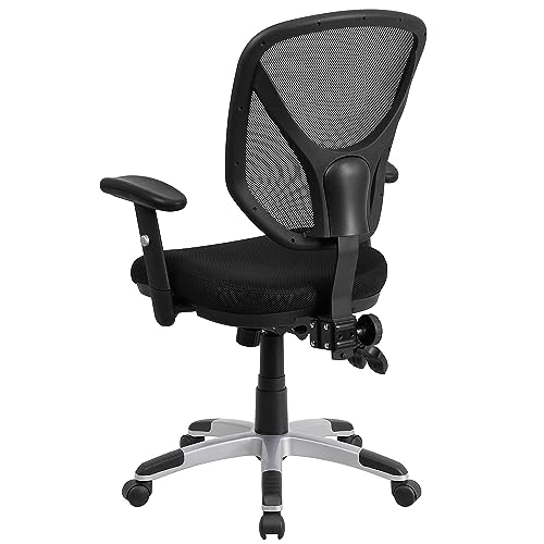 Flash Furniture Sam Mid-Back Black Mesh Multifunction Swivel Ergonomic Task Office Chair with Adjustable Arms