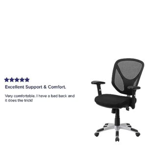 Flash Furniture Sam Mid-Back Black Mesh Multifunction Swivel Ergonomic Task Office Chair with Adjustable Arms