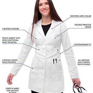 Adar Universal Stretch Lab Coat for Women - 36" Tab-Waist Lab Coat - 3304 - White - 3X