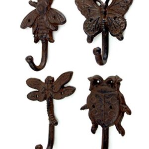 Bugs cast Iron Coat Hooks, Set of 4