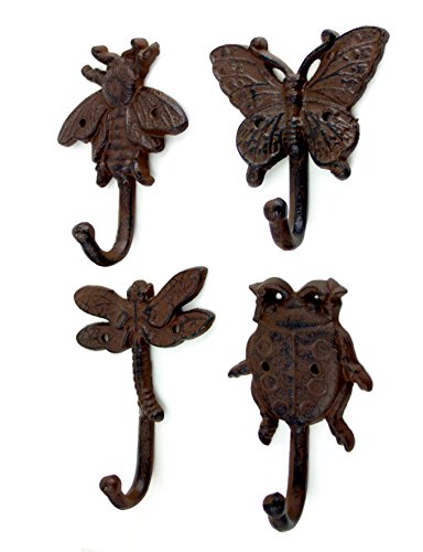 Bugs cast Iron Coat Hooks, Set of 4