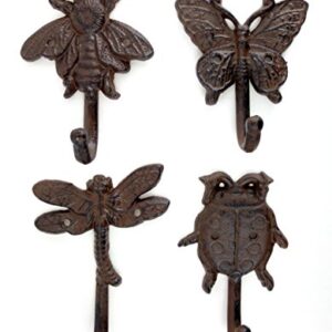 Bugs cast Iron Coat Hooks, Set of 4