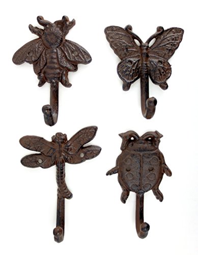 Bugs cast Iron Coat Hooks, Set of 4