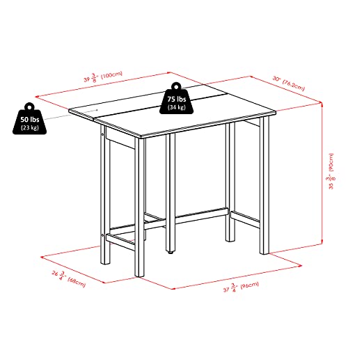 Winsome Lynnwood Collection 3 Piece Drop Leaf Table with 2 Counter V-Back Stools, Brown