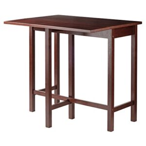 Winsome Lynnwood Collection 3 Piece Drop Leaf Table with 2 Counter V-Back Stools, Brown