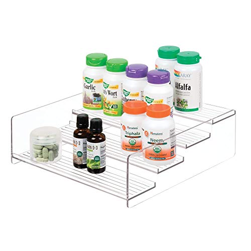 InterDesign Linus Cabinet Organizer Rack – 4-Tiered Storage for Kitchen, Pantry or Bathroom Countertops, Clear