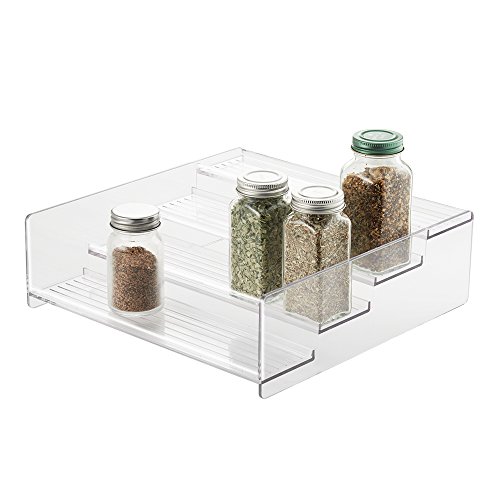 InterDesign Linus Cabinet Organizer Rack – 4-Tiered Storage for Kitchen, Pantry or Bathroom Countertops, Clear