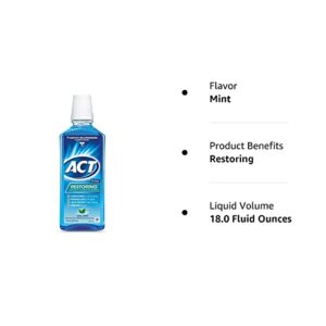 ACT Restoring Anticavity Fluoride Mouthwash Cool Mint 18 oz (Pack of 3)