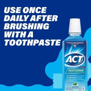 ACT Restoring Anticavity Fluoride Mouthwash Cool Mint 18 oz (Pack of 3)