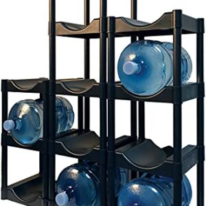 Bottle Buddy Water Racks - 3 and 5 Gallon Bottles - 12-Tray Jug Storage System - Free-Standing Organizer for Home, Office, Kitchen, Warehouse - Black