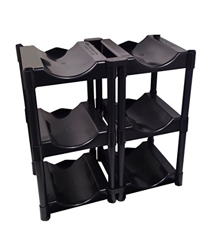 Bottle Buddy Water Racks - 3 and 5 Gallon Bottles - 12-Tray Jug Storage System - Free-Standing Organizer for Home, Office, Kitchen, Warehouse - Black