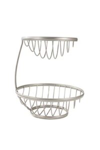 spectrum diversified ashley 2 tier server serving basket fruit bowl & produce snack display stand, medium, chrome