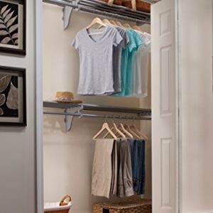 EZ Shelf -2 Pack- Expandable Closet Shelf with Hanging Rod -(Each 40.5” to 73”) with 1 End Bracket- Silver-Strong-Easy to Install-Wire Closet Shelving Alternative