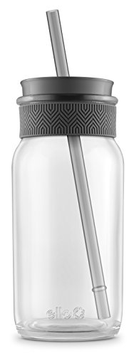 Ello Kella Glass Tumbler with Straw, 20 oz, Grey