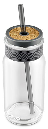 Ello Kella Glass Tumbler with Straw, 20 oz, Grey