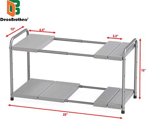 DecoBros Under Sink 2 Tier Expandable Shelf Organizer, Silver