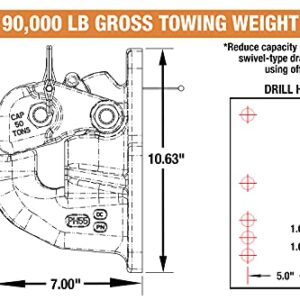 Buyers Products PH55 50 Ton Air Compensated Pintle Hook, 10-Hole Mount