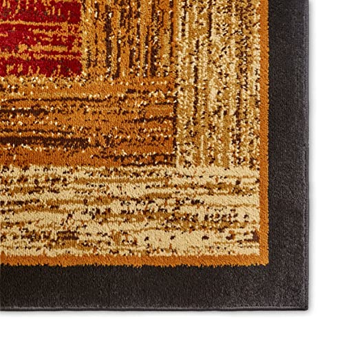 Home Dynamix Royalty Vega Contemporary Geometric Runner Area Rug, Black/Brown, 1'9"x7'2"