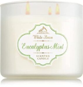 dpnamron bath & body works white barn eucalyptus mint scented 3 wick candle 14.5 oz./411 g