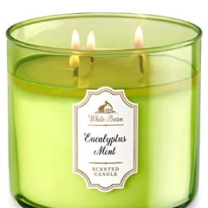 Dpnamron Bath & Body Works White Barn Eucalyptus Mint Scented 3 Wick Candle 14.5 oz./411 g