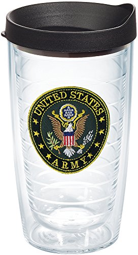 Tervis Army Logo Made in USA Double Walled Insulated Tumbler Travel Cup Keeps Drinks Cold & Hot, 16oz, Black Lid