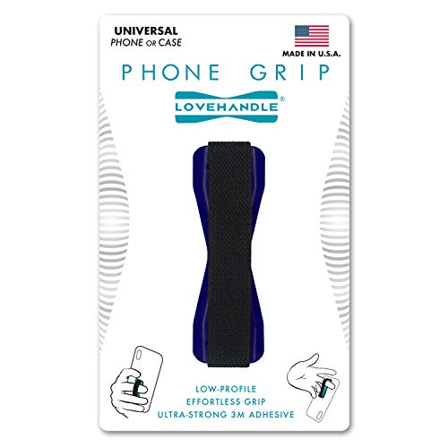 Universal Grip for Most Smartphones, Mini Tablets and Cases, Blue Colored Base with Black Strap, LH-01Blue