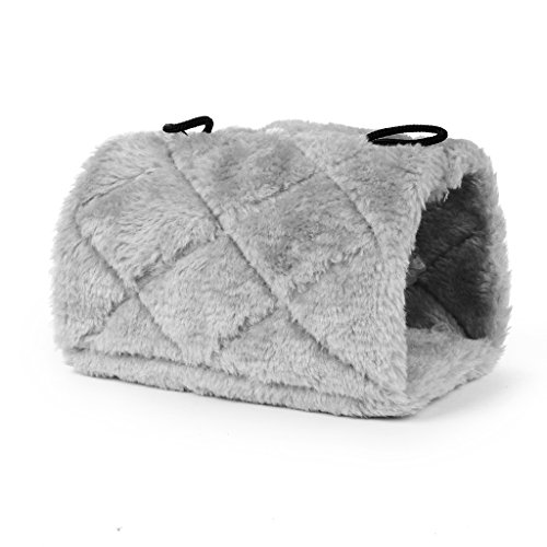 STONCEL Plush Bird Bed Hammock Hanging Cage Parrot House Snuggle Happy Hut Tent Parakeet Toy (Grey, M)