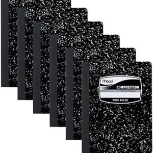 Mead Composition Notebook, Wide Ruled, 100 Sheets, 6 Pack (09910), Black/White