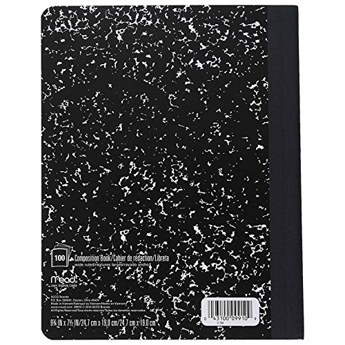 Mead Composition Notebook, Wide Ruled, 100 Sheets, 6 Pack (09910), Black/White