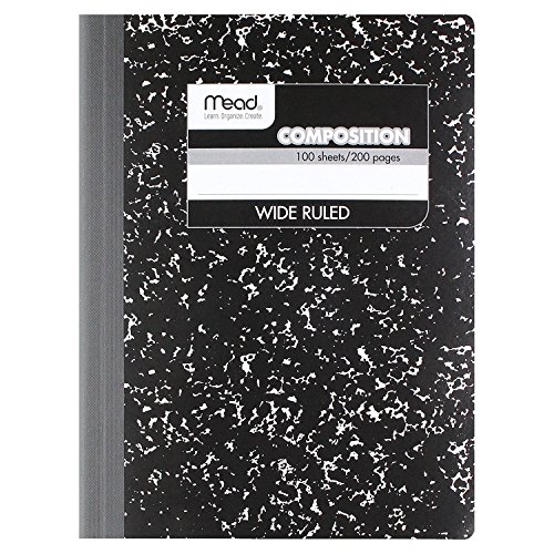 Mead Composition Notebook, Wide Ruled, 100 Sheets, 6 Pack (09910), Black/White