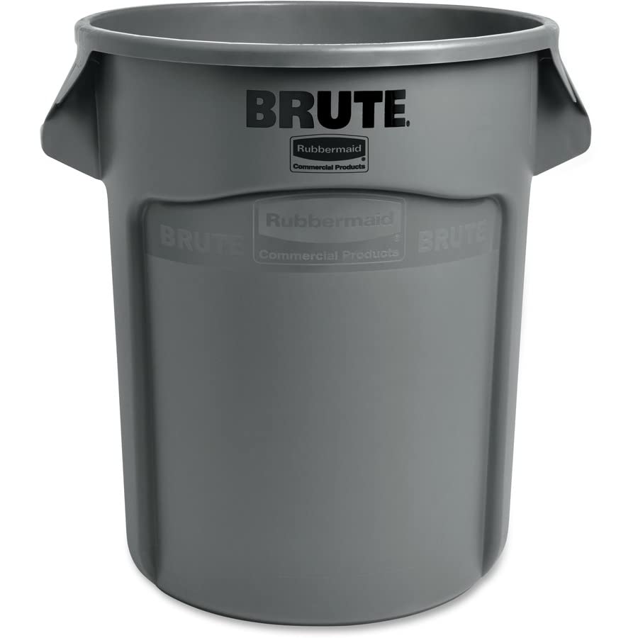 Rubbermaid Commercial Products BRUTE Heavy-Duty Trash/Garbage Can, 20-Gallon, Gray, Wastebasket for Home/Garage/Mall/Office/Stadium/Bathroom, Pack of 6