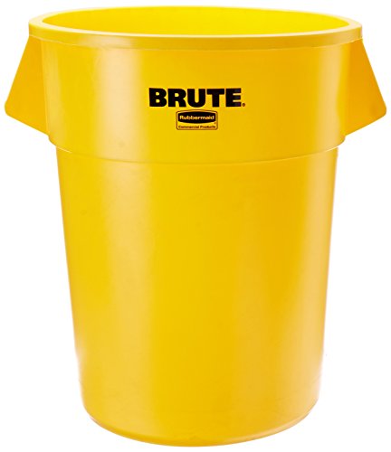 Rubbermaid Commercial FG265500YEL BRUTE Heavy-Duty Round Waste/Utility Container, 55-gallon, Yellow