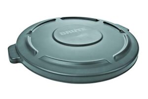 rubbermaid commercial fg265400gray brute heavy-duty round waste/utility container, 55-gallon lid only, gray