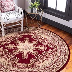 Unique Loom Versailles Collection Traditional Classic Border with Medallion Motif, Area Rug (6' 0 x 6' 0 Round, Burgundy/ Ivory)