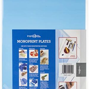 Grafix Impress Print Media 9 x 12”, Pack of 3 – Transparent, Lightweight, Non-Porous .030” Polyester Monoprinting Surface, Economical Alternative to Metal or Glass Plates, 9" x 12", Clear