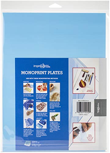 Grafix Impress Print Media 9 x 12”, Pack of 3 – Transparent, Lightweight, Non-Porous .030” Polyester Monoprinting Surface, Economical Alternative to Metal or Glass Plates, 9" x 12", Clear