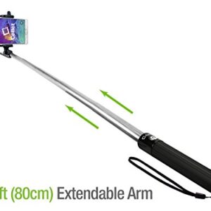 Cellet Extendable Self Portrait Selfie Handheld Monopod with Aux Cable for Smartphones - Black