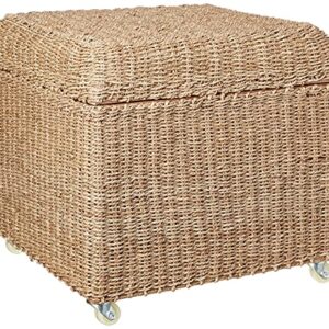 Household Essentials Rolling Seagrass Wicker Storage Seat