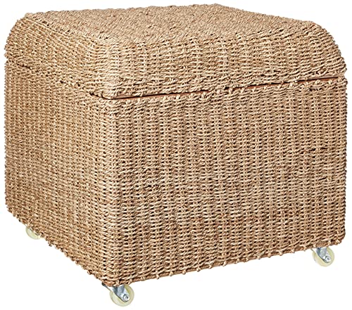 Household Essentials Rolling Seagrass Wicker Storage Seat