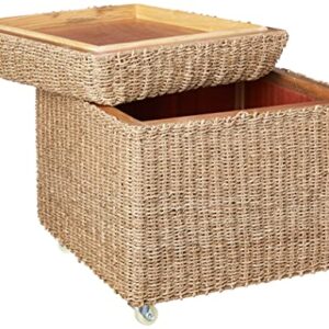 Household Essentials Rolling Seagrass Wicker Storage Seat